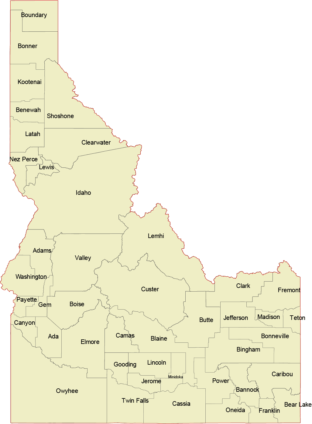 Idaho Vector County Map - your-vector-maps.com
