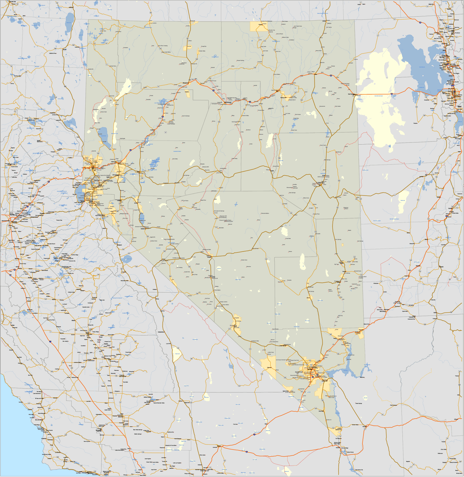 Nevada and Surrounding States - your-vector-maps.com