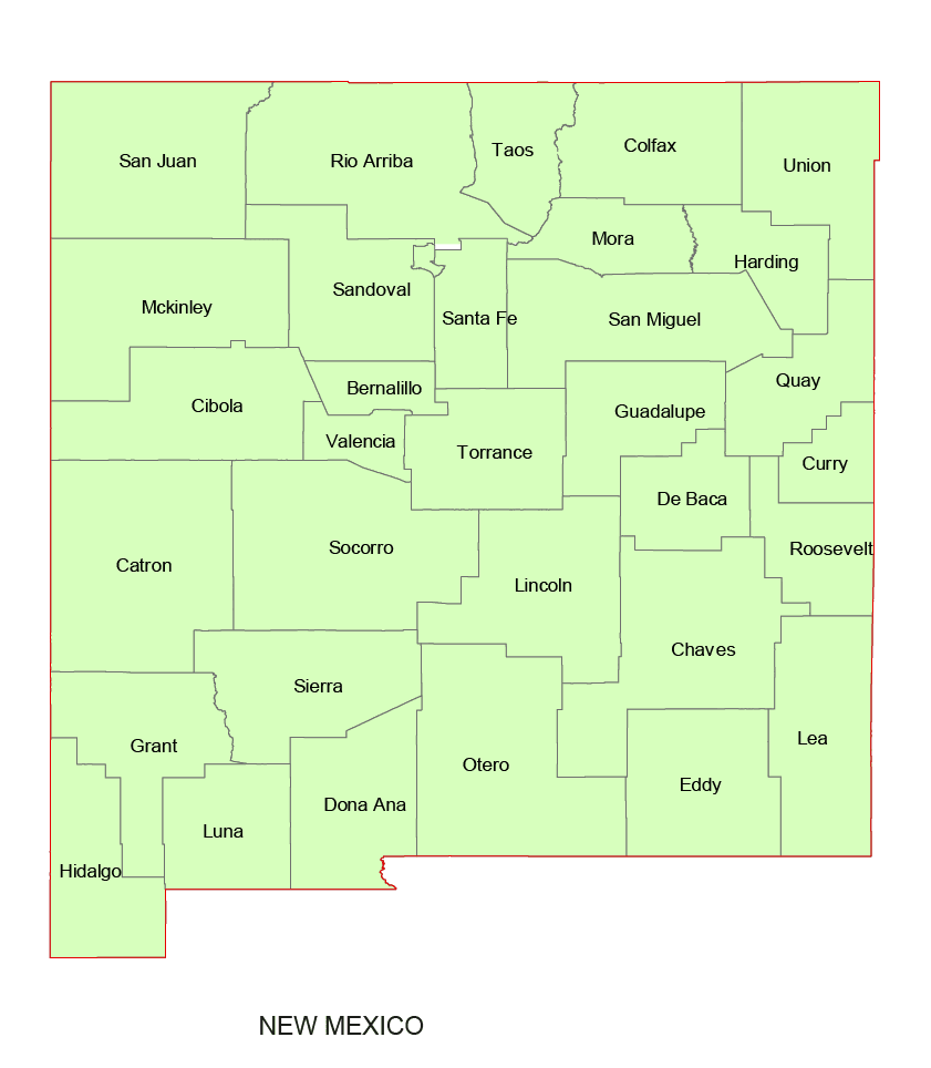 New Mexico Vector County Map - your-vector-maps.com