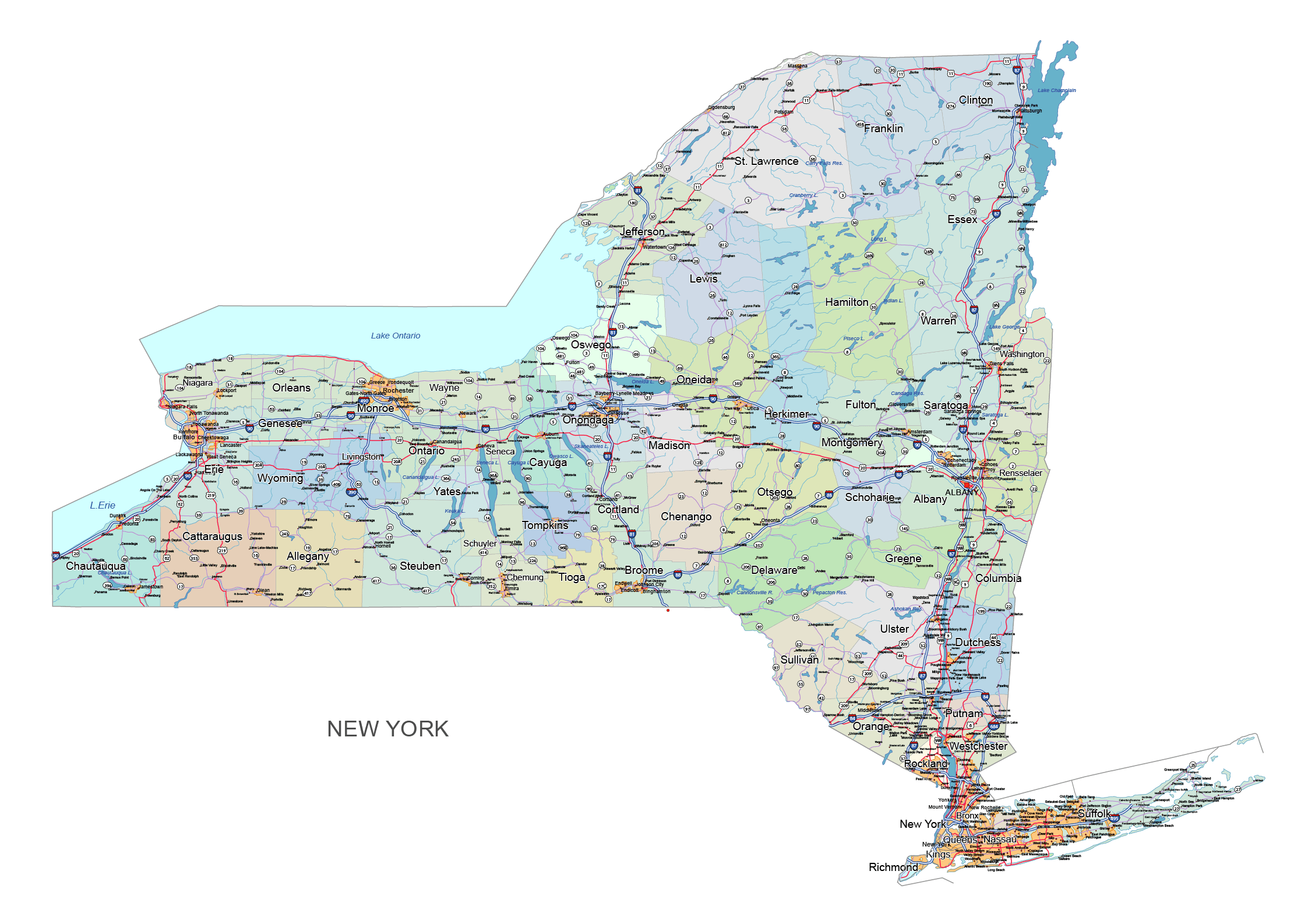 New York Map Detailed City And Metro Maps Of New York For Download