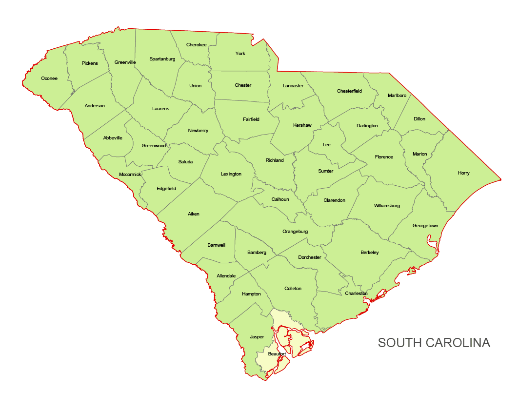 South Carolina Map Vector North Carolina VECTOR & PNG Map Art