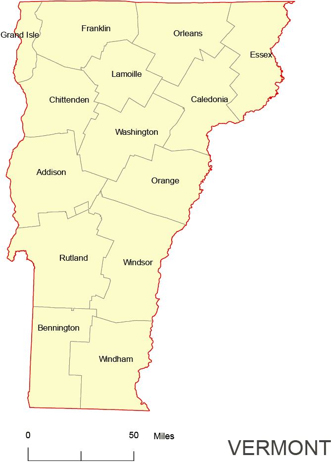 Vermont Vector County Map - your-vector-maps.com