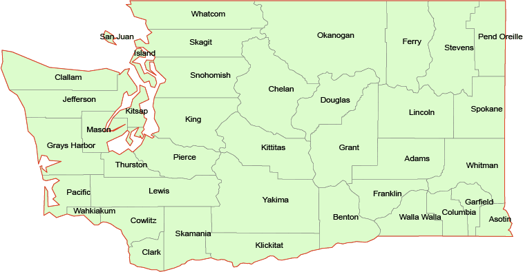 Washington Vector County Map - your-vector-maps.com