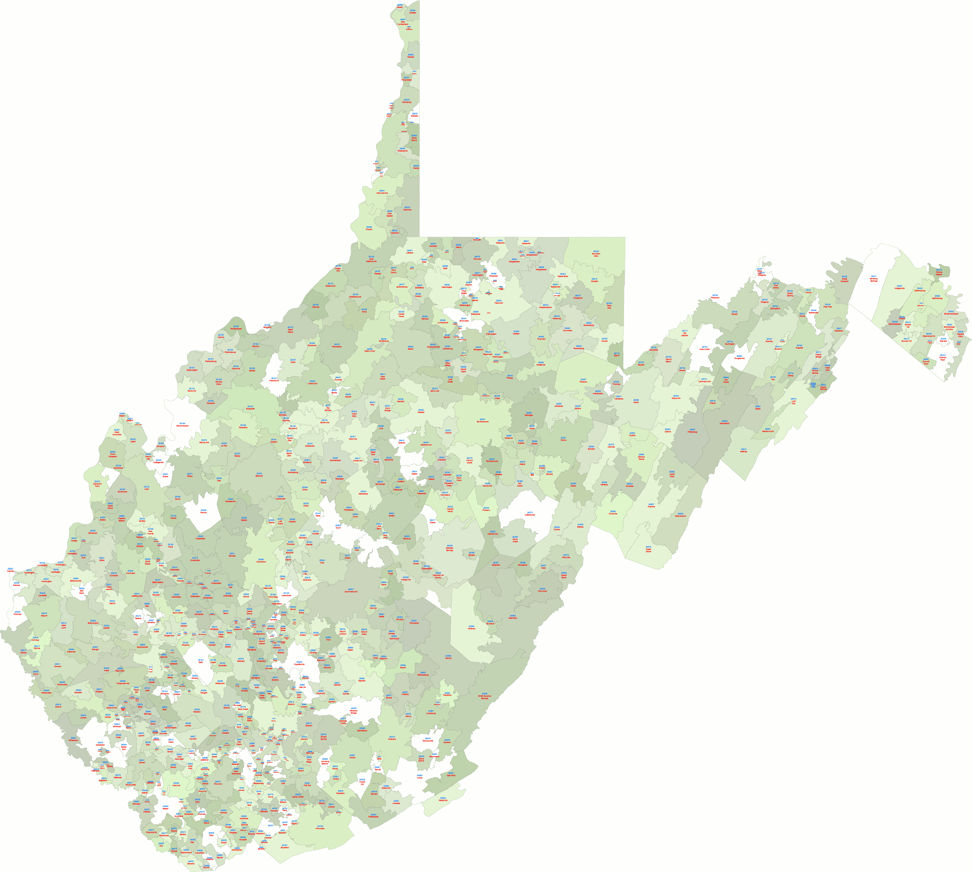 West Virginia ZIP Codes With Cities Your vector maps West Virginia ZIP Codes With Cities Your vector maps